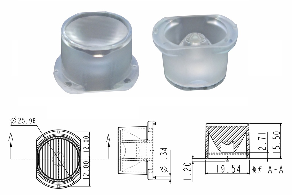 26*20mm LED Lens Waterproof Flat Honeycomb Lens For Luminus LED 20*30 ...