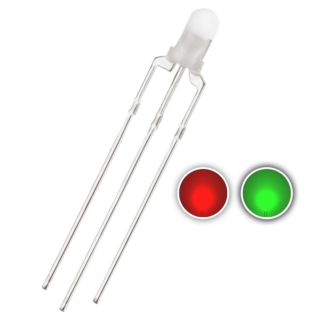 3mm Red & Blue/Green LED Diode Lights Bicolor Common Cathode Diffused ...