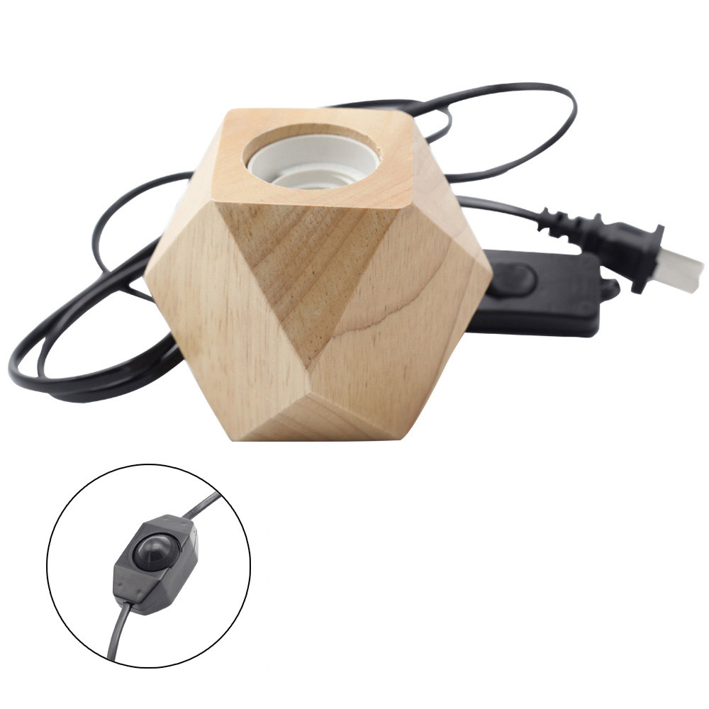 E27 Antique Wooden Table Lamp Solid Wood Lamp Holder with Dimming ...