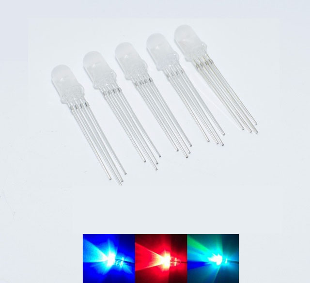 F5 5mm Diffused RGB LED Common Anode Common Cathode Tri-Color Emitting ...