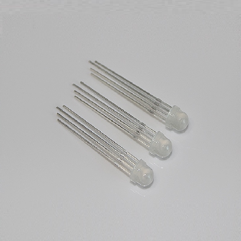 F5 5mm Straw Hat Diffused RGB LED Common Anode Common Cathode Tri-Color ...