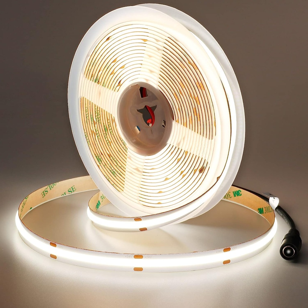 DC12V/24V COB LED Strip Light 480LEDs/m 16.4ft High Density Flexible ...