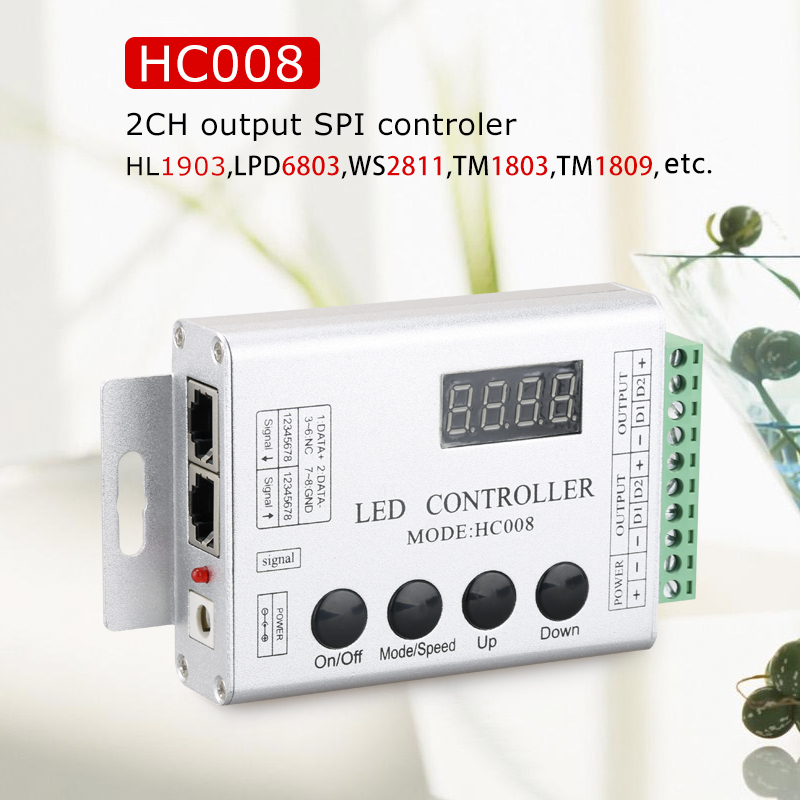 2 Channels Output SPI Magic Dream Color Controller HC008 with RF Remote ...